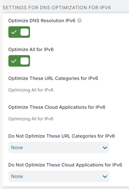 DNS optimization settings for IPv6 connections